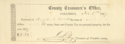 "County Tax Receipt, Angeline C. Cornell, November 3, 1847" by Angeline ...
